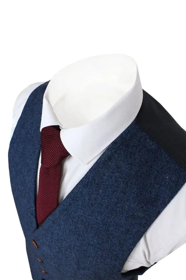 Blue Herringbone Tweed 3 Piece Suit - Tweedmaker