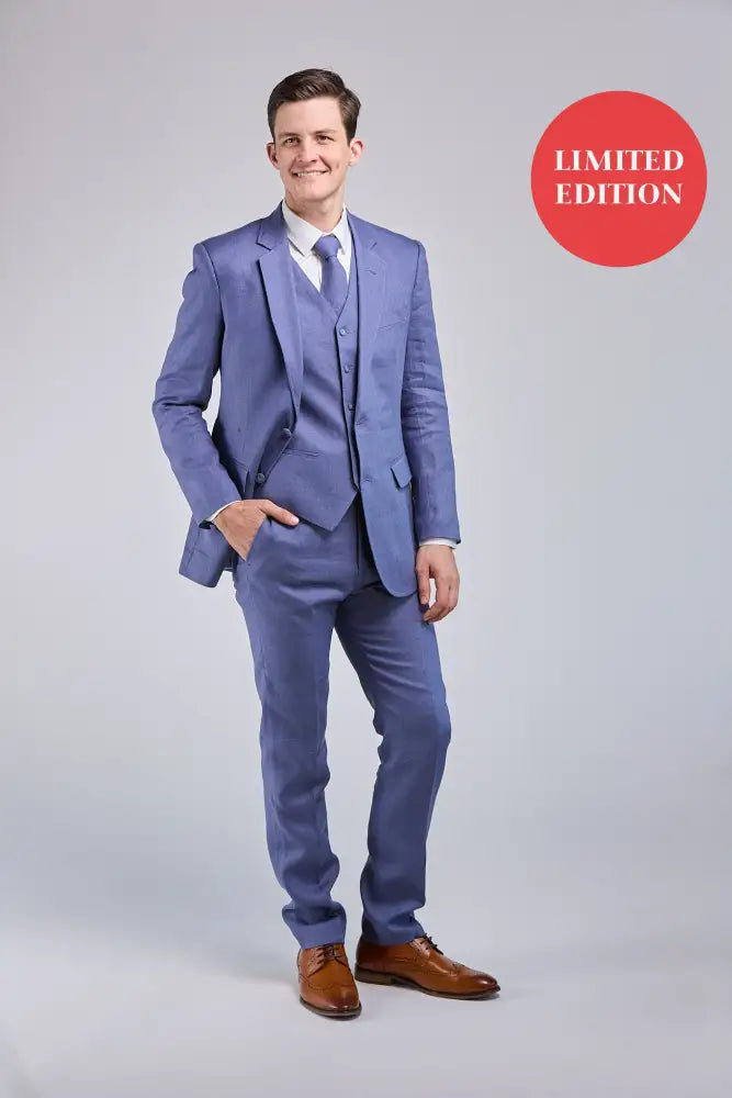 Pale Indigo Linen 3 Piece Suit – Tweedmaker
