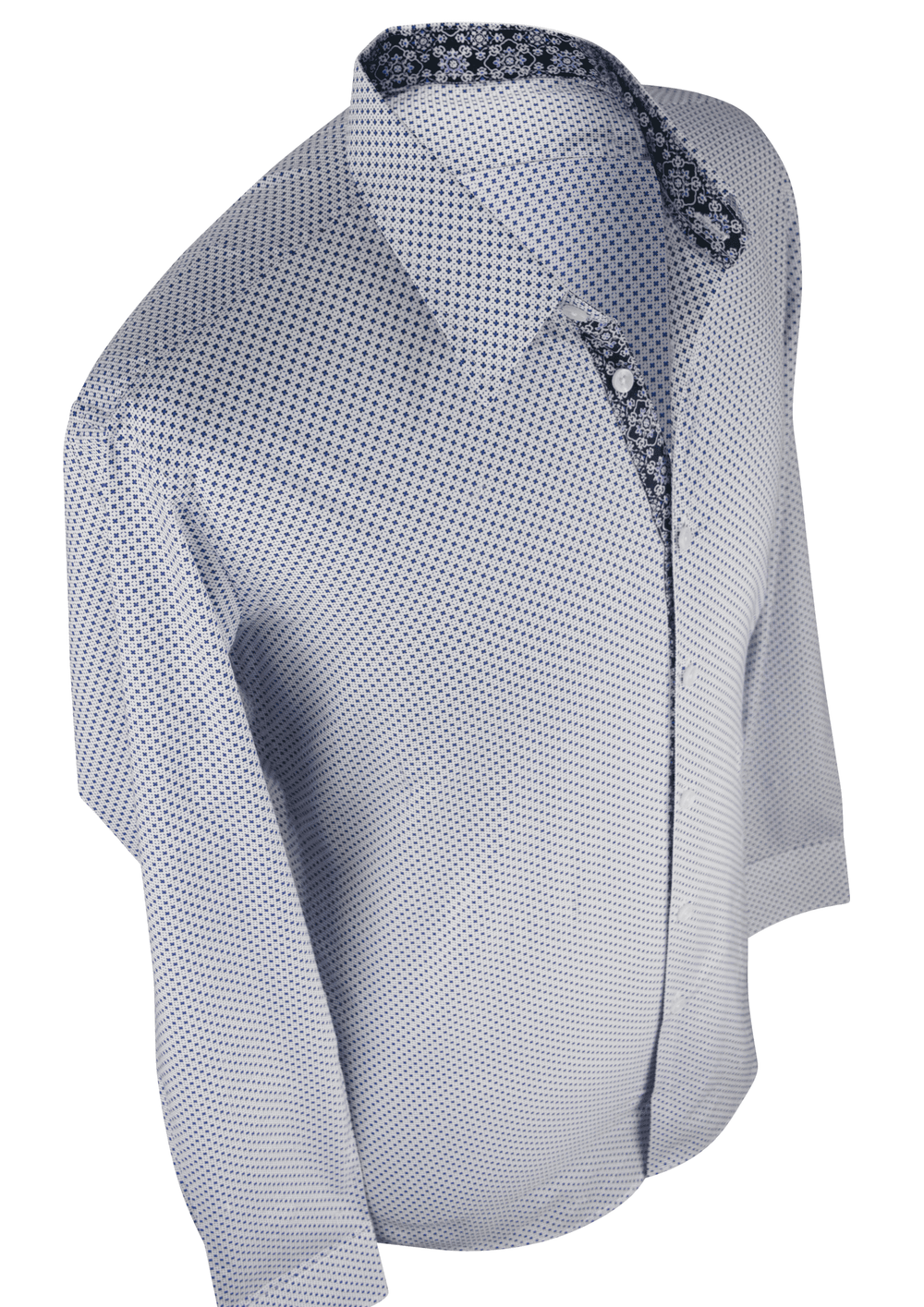 Custom Tailored Pattern Detailed Trim Dress Shirt - Tweedmaker